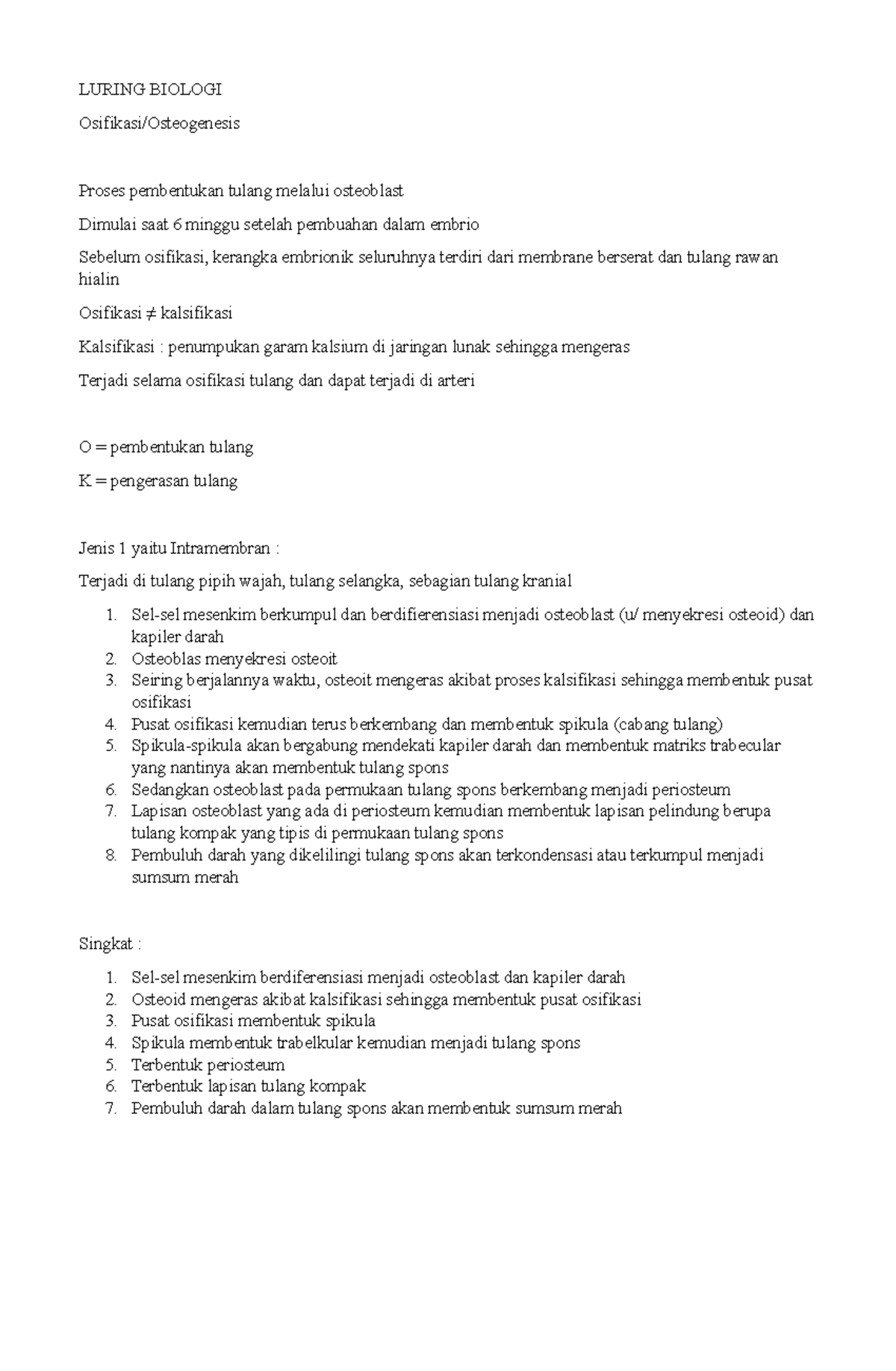 BIO Luring Osifikasi - Biology - LURING BIOLOGI Osifikasi/Osteogenesis ...