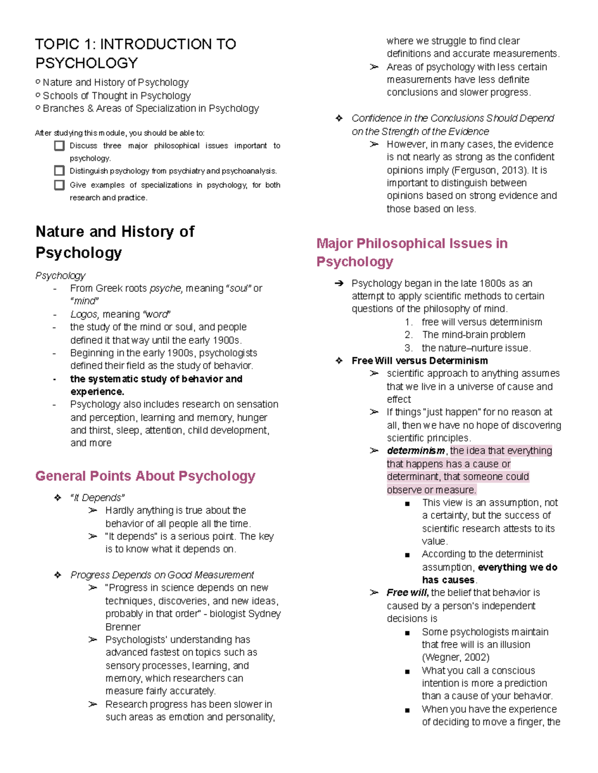 Topic 1 Intro To Psychology - TOPIC 1: INTRODUCTION TO PSYCHOLOGY ...
