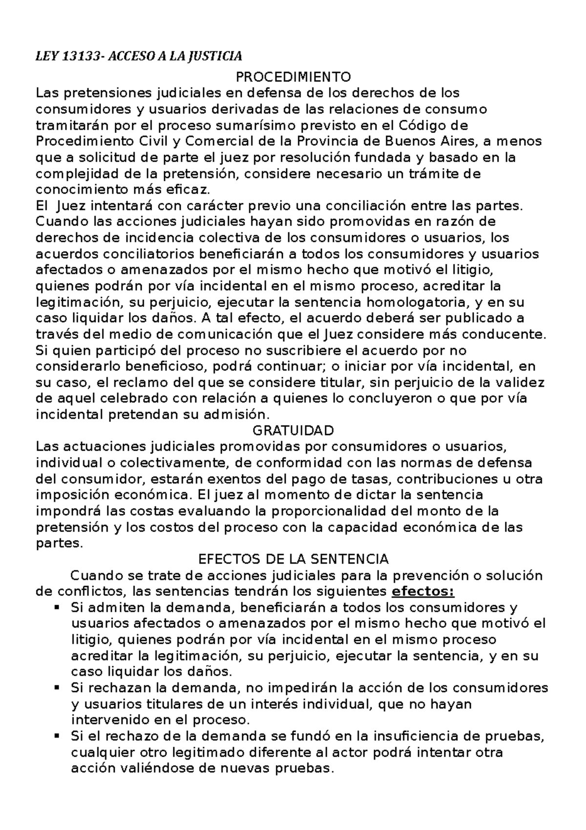 LEY 13133 consumidor 1 - apuntes de clase compartidos por el profesor ...