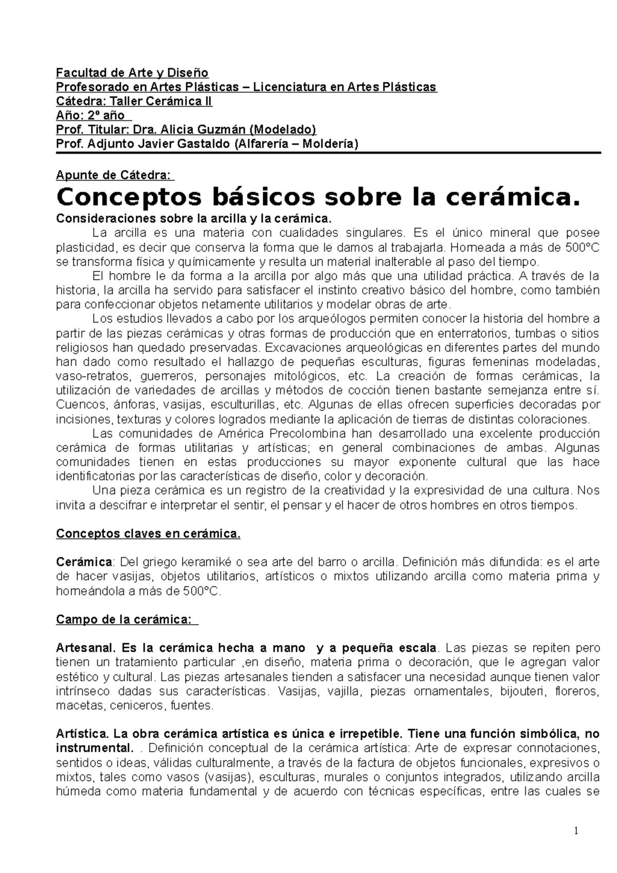 Apunte Introd a la Cerámica 2do año PAP LAP - Facultad de Arte y Diseño ...