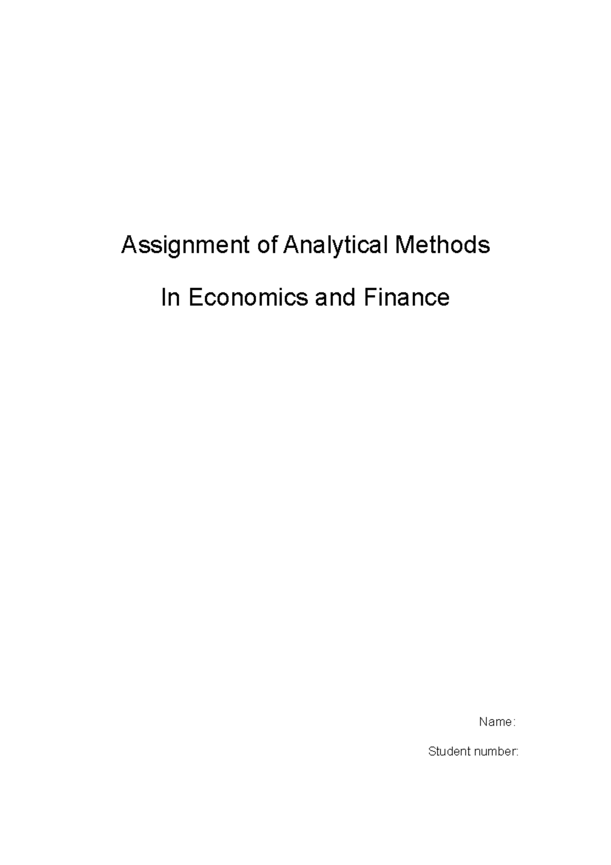 MAE256 assignment 1 2019 - Assignment of Analytical Methods In ...
