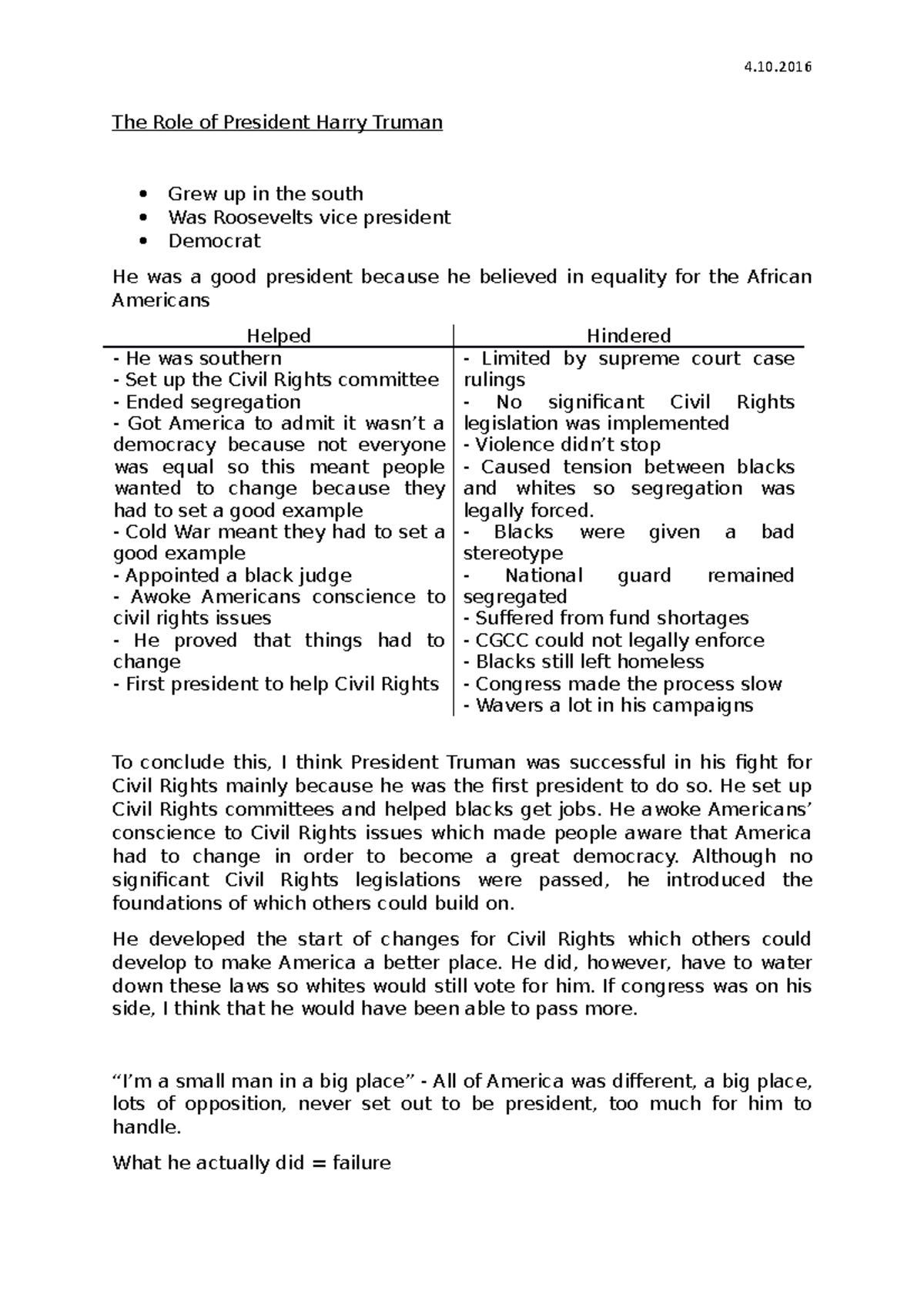 H 4 - Lesson work for American Dream lessons - The Role of President ...