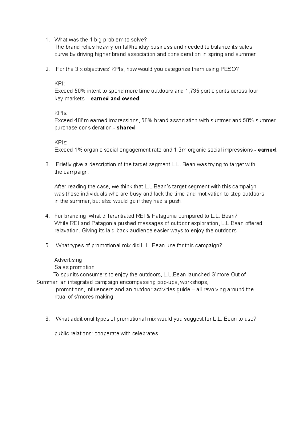 L.L Bean case answers - What was the 1 big problem to solve? The brand ...