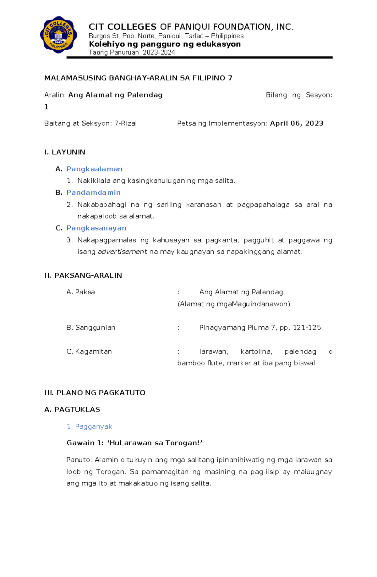Alamat ng Palendag - Burgos St. Pob. Norte, Paniqui, Tarlac ...