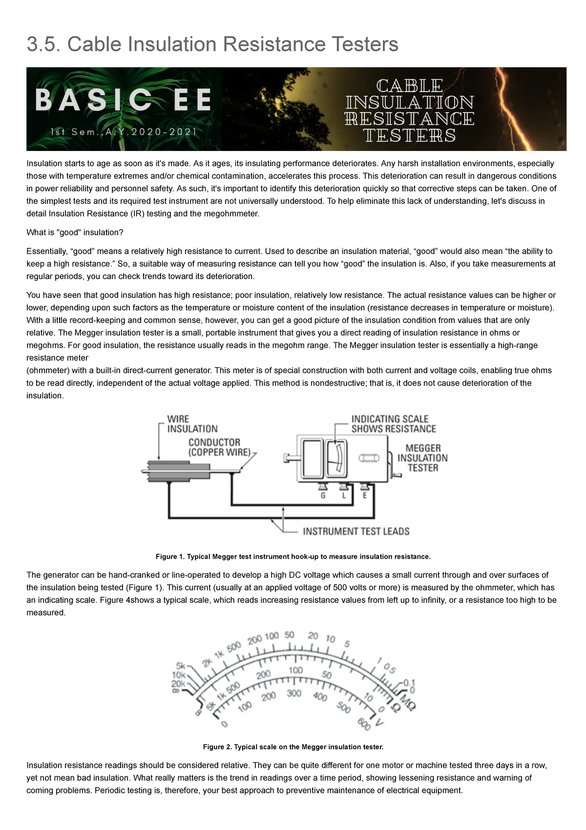 3.5. Cable Insulation Resistance Testers - 3. Cable Insulation ...