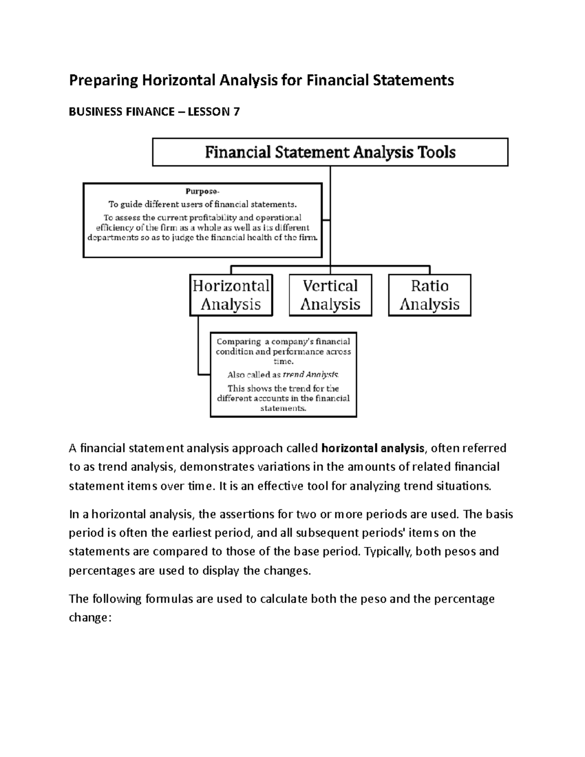 Business Finance - 7 - Preparing Horizontal Analysis for Financial ...