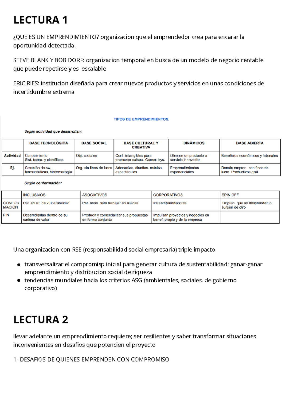 Desarrollo emprendedor Resumen lectura 1, 2, 3 y 4 canvas - LECTURA 1 ¿QUE ES UN EMPRENDIMIENTO ...