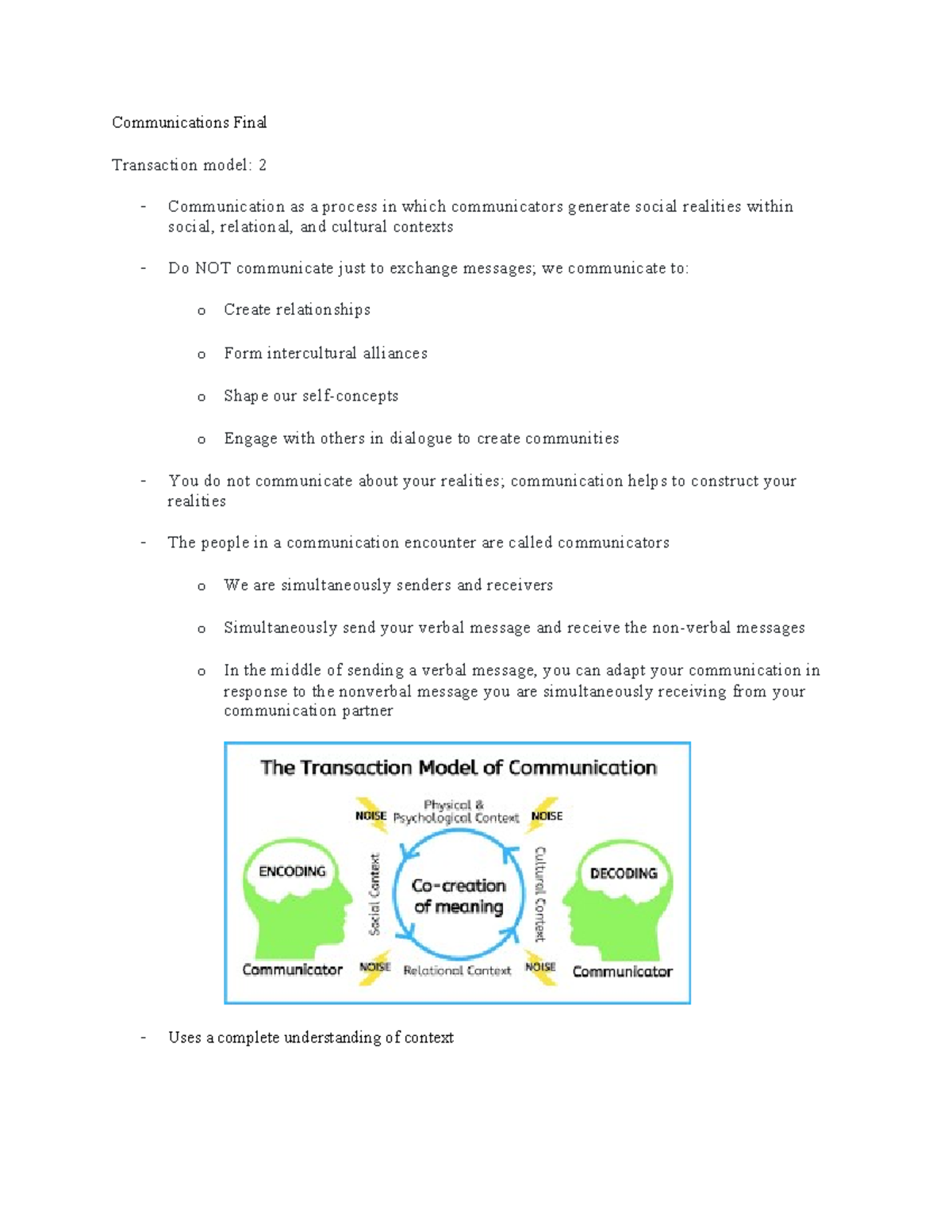 Communications Final - Communications Final Transaction model: 2 ...