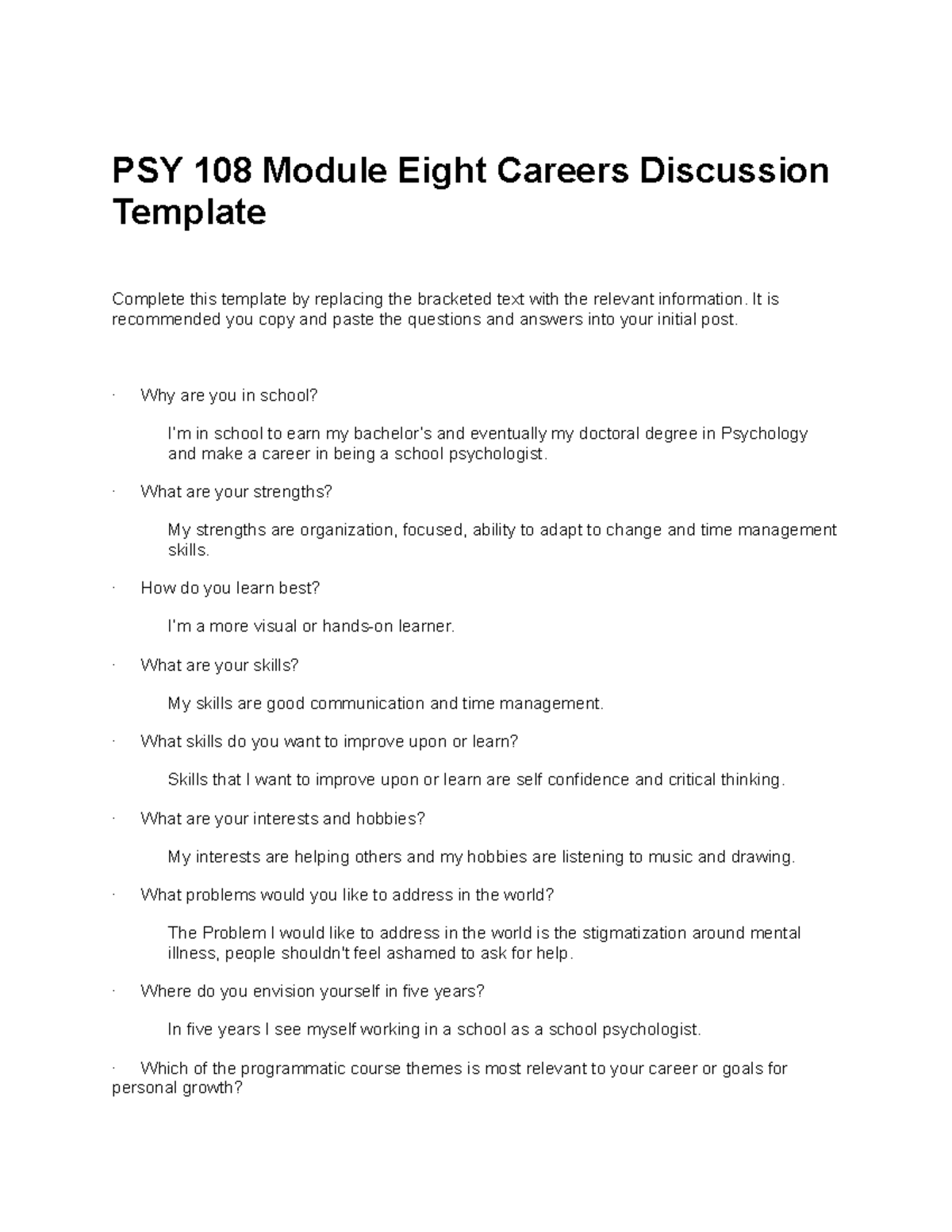 8-1 Discussion Careers Complete this template by replacing the ...