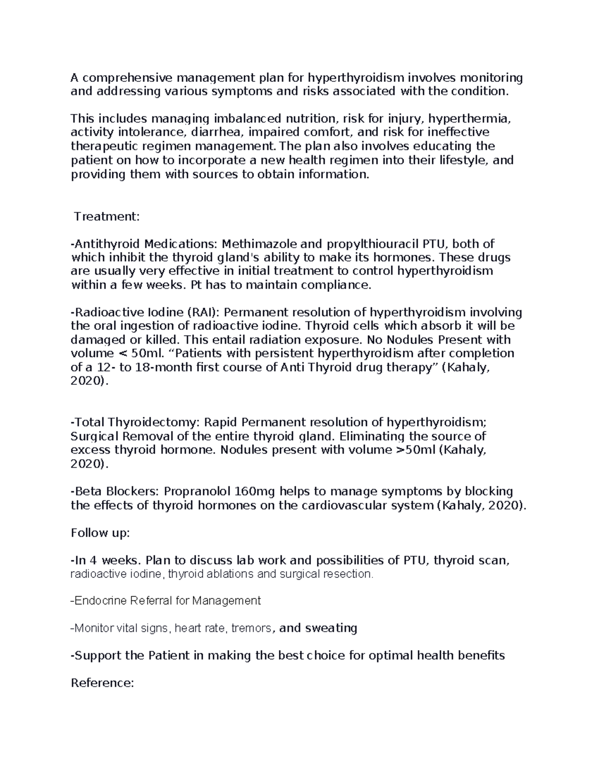 Hyperthyroidism Management - A comprehensive management plan for hyperthyroidism involves ...