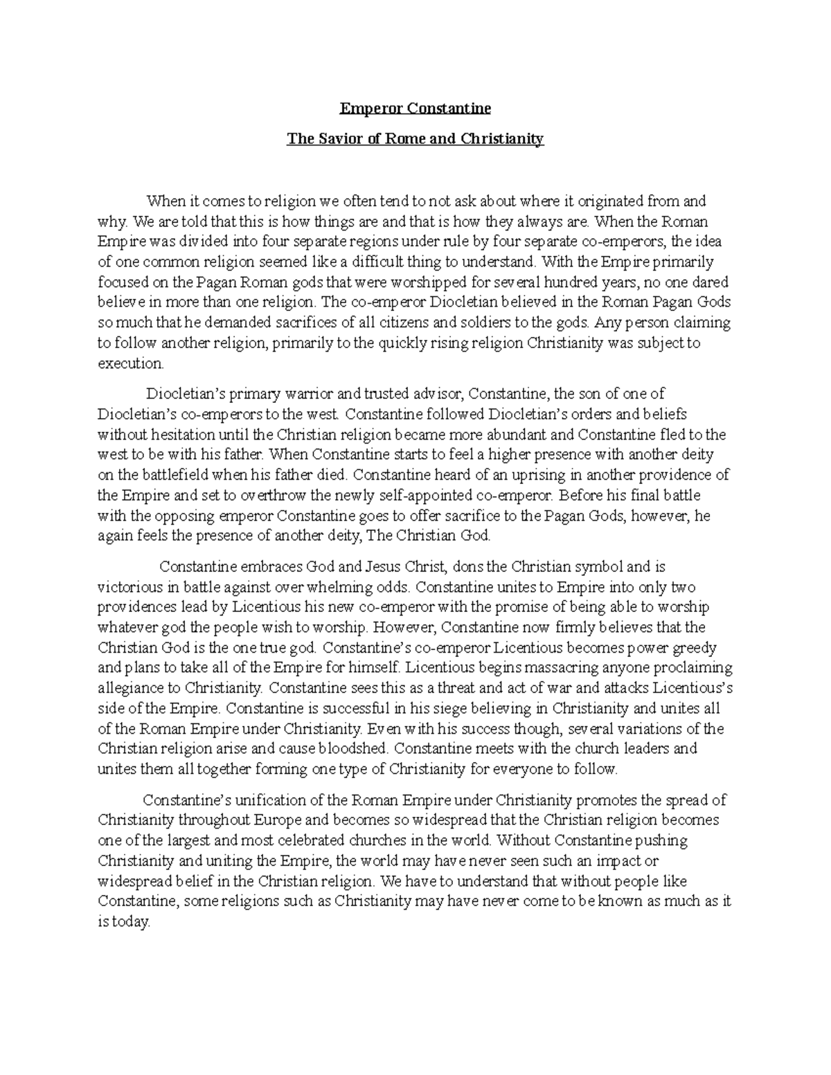 Emperor Constantine: Savior of Rome and Christianity - Studocu