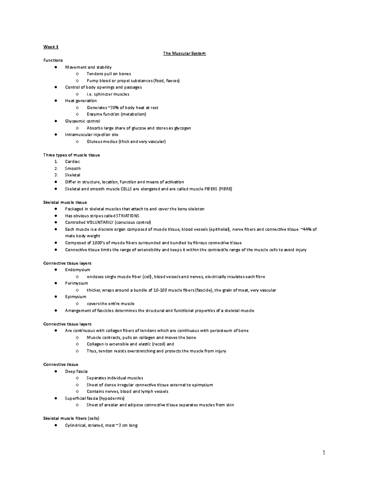 Human Body 2 Notes - All Lecture Slides - Week 1 The Muscular System ...