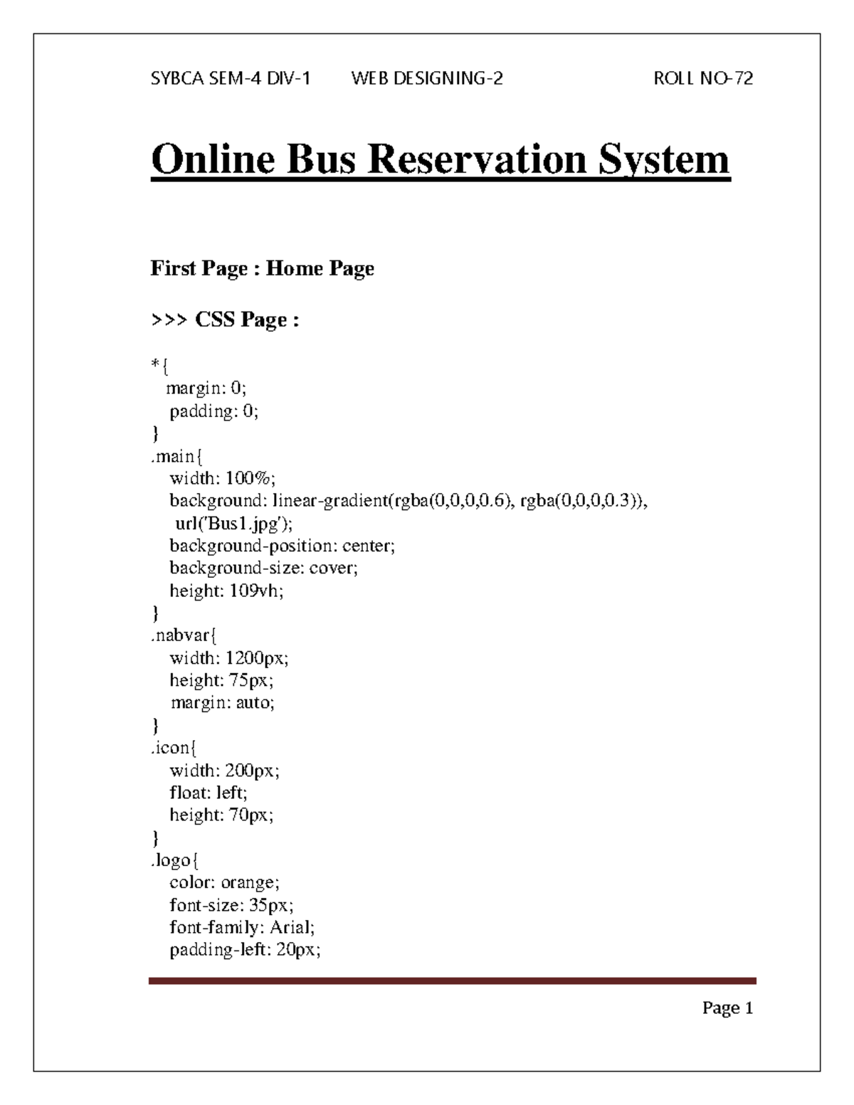 072wd - Web designing - Online Bus Reservation System First Page : Home ...