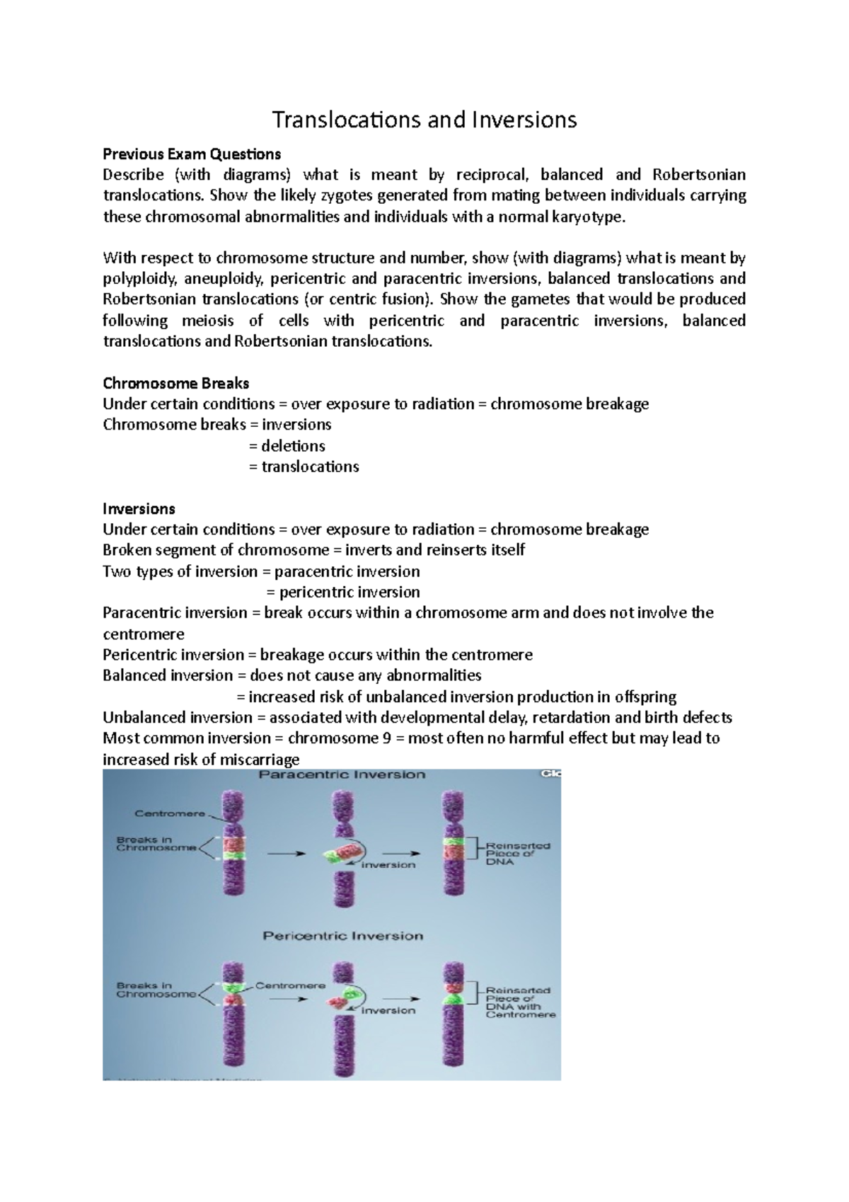 2 Translocations and Inversions - Translocations and Inversions ...