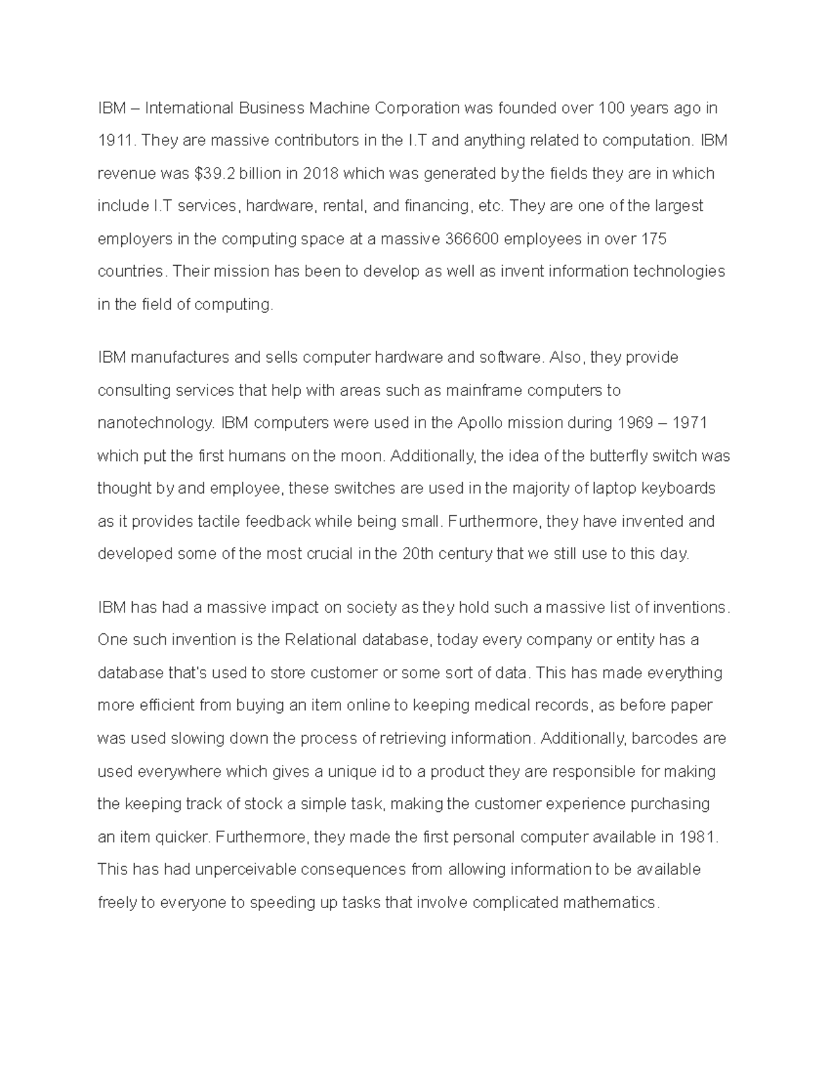 IBM's Huge Contribution to Society - IBM – International Business ...