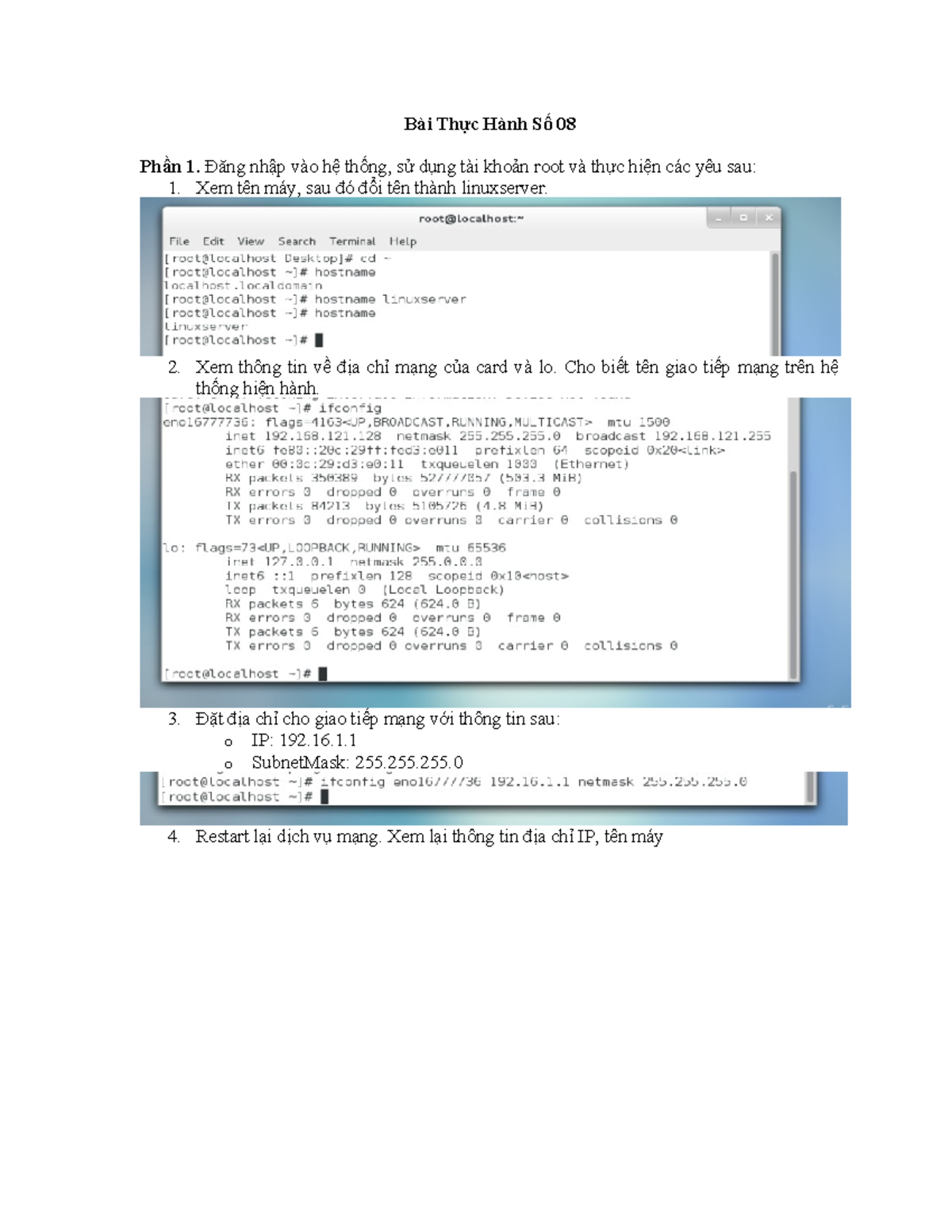 Bai Thuc Hanh So 08 - adadadadad - Bài Thực Hành Số 08 Phần 1. Đăng nhập vào hệ thống, sử dụng ...