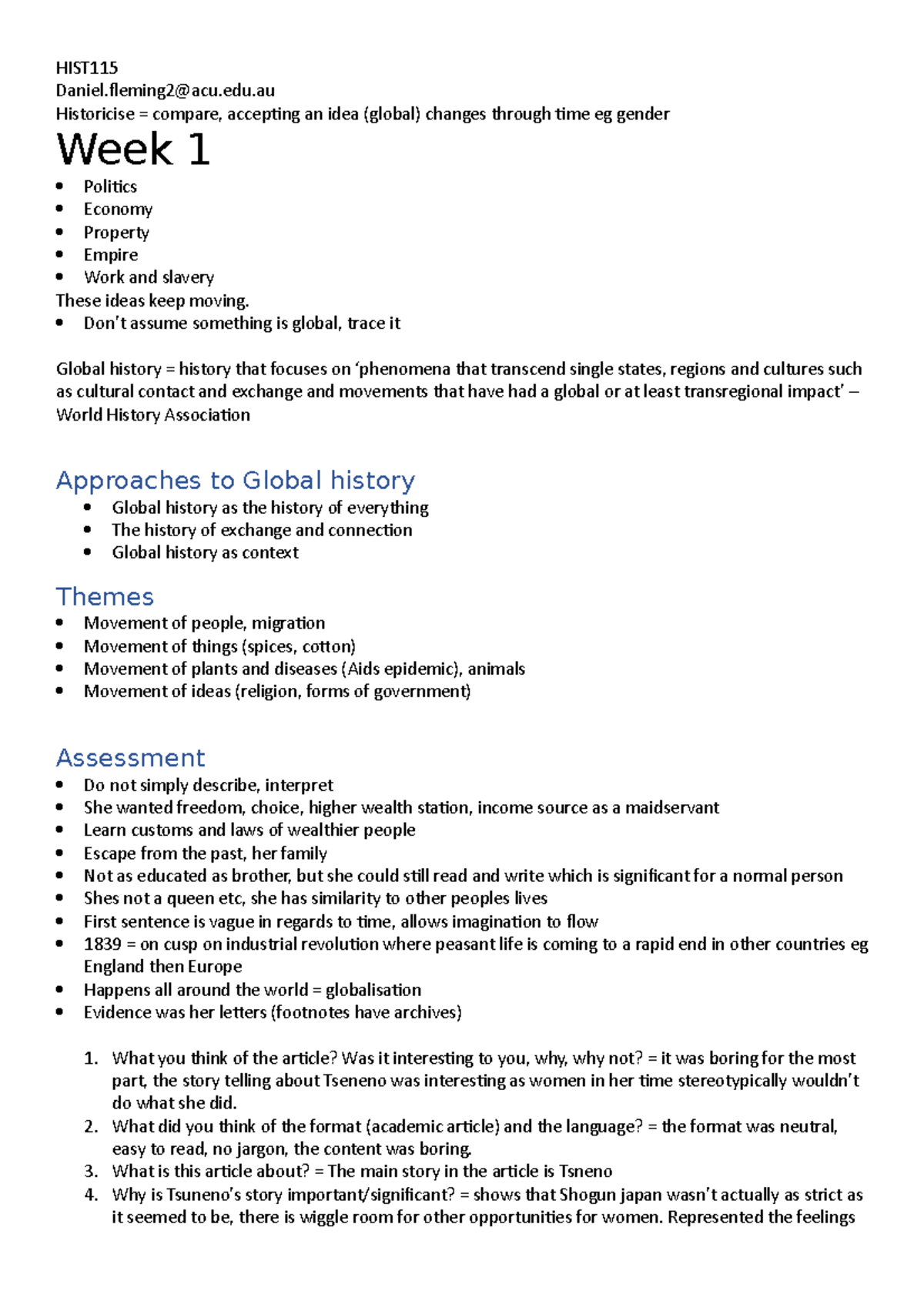 HIST115 - idk what this is - HIST Daniel@acu.edu Historicise = compare ...