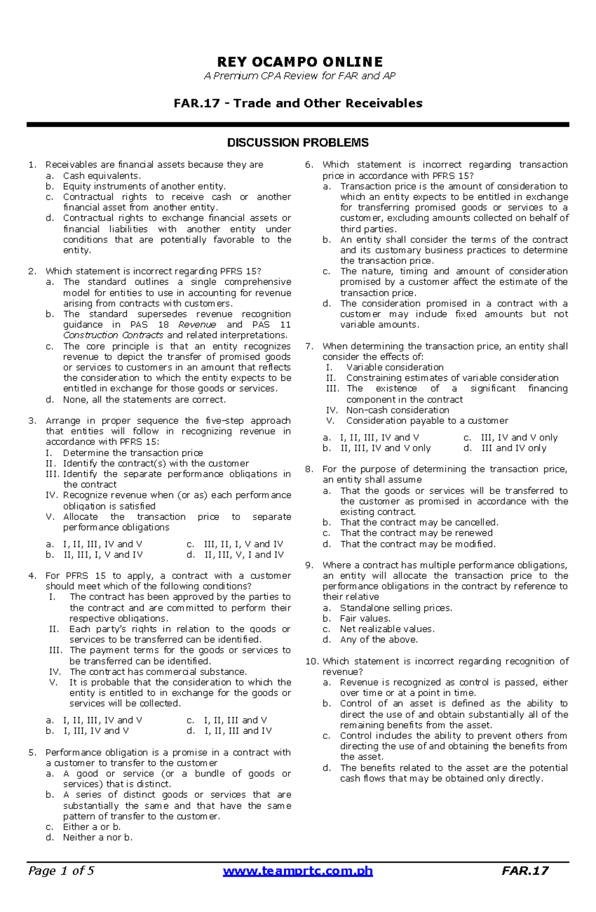 FAR - REVIEWER - REY OCAMPO ONLINE A Premium CPA Review for FAR and AP ...