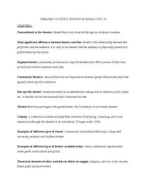 Thea 100 ch7-10 study guide - CHAPTER 7: THEATRE SPACES 1 Most common ...