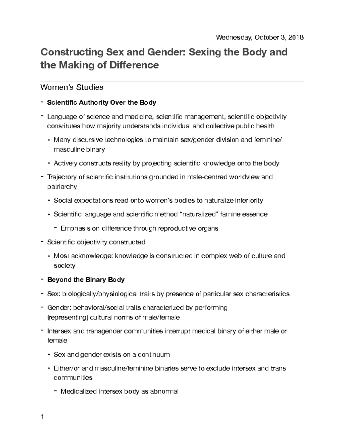 Constructing Sex And Gender Sexing The Body And The Making Of Difference Constructing Sex And