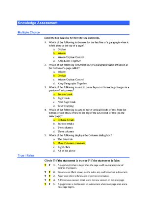 Lesson 2 - Knowledge Assessment Answers - Knowledge Assessment Multiple ...