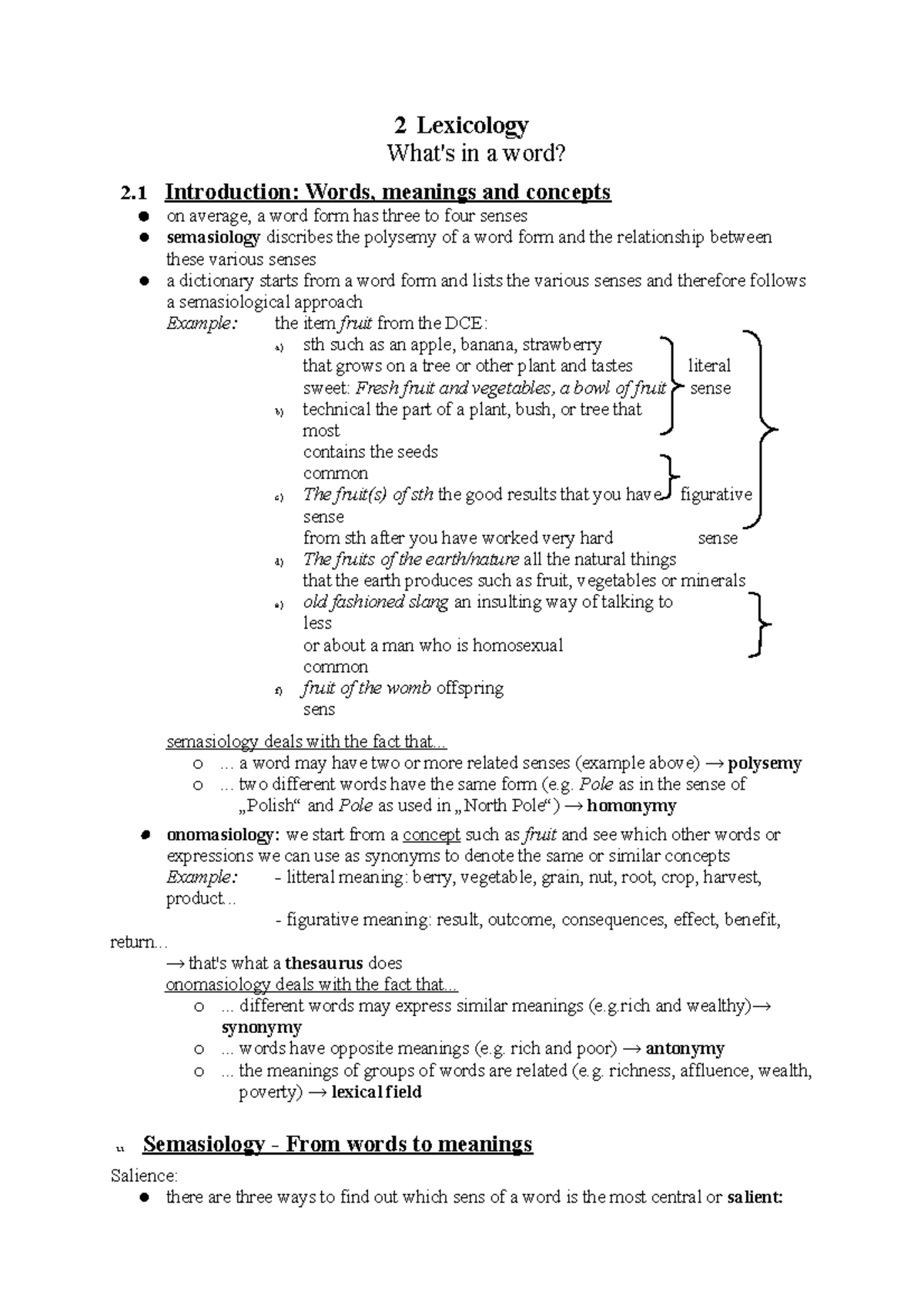2 Lexicology - Chapter 2 - 2 Lexicology in a word? 2 Introduction ...
