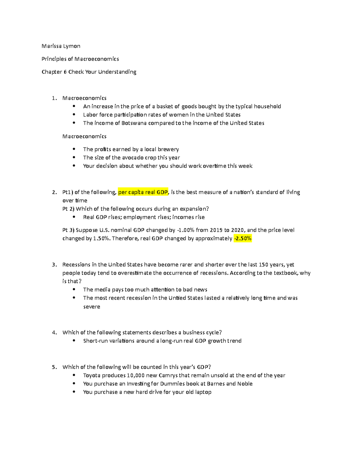 Chapter 6 Check Your Understanding - Marissa Lymon Principles of ...