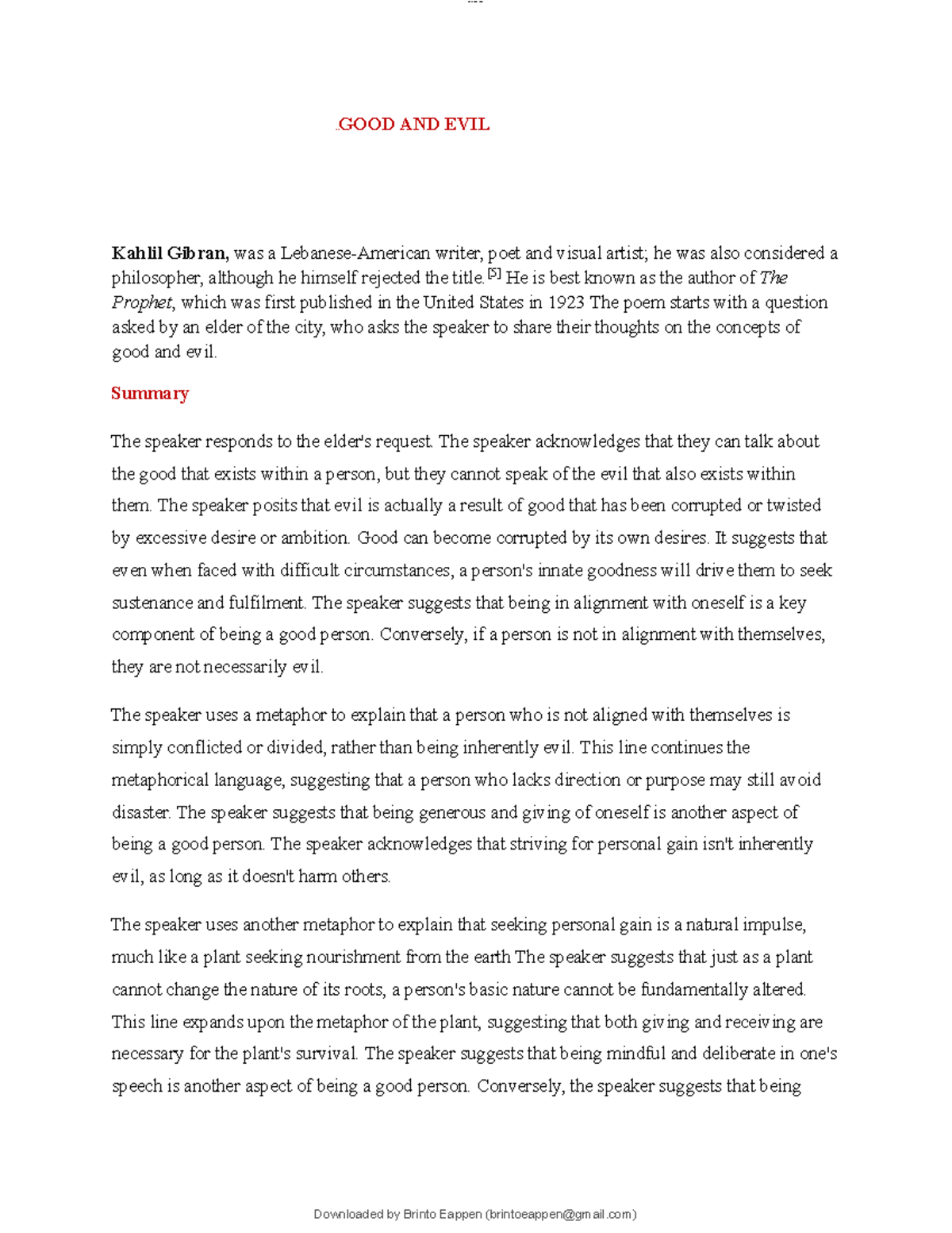 Good-and-evil-by-kahlil-gibran - lOMoAR cPSD| 25487051 Downloaded by ...