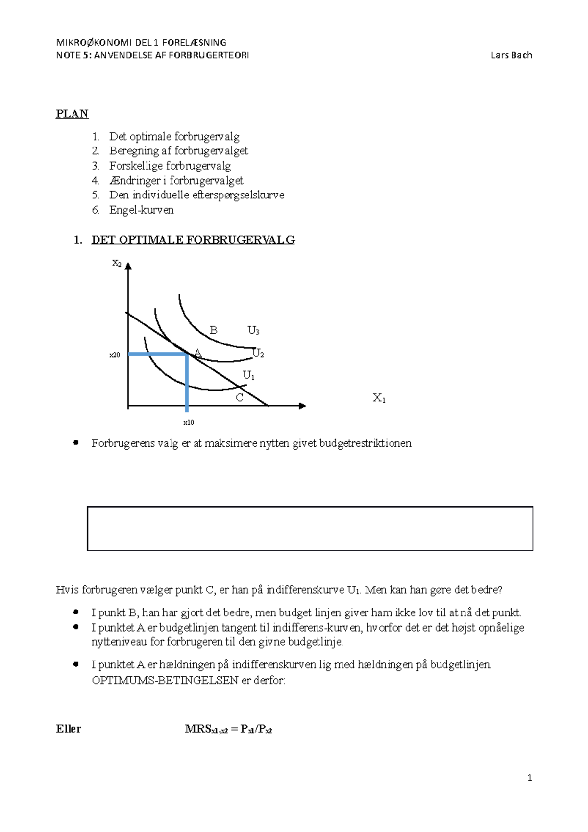 Forbrugeradfærd - Noter - NOTE 5: ANVENDELSE AF FORBRUGERTEORI Lars ...
