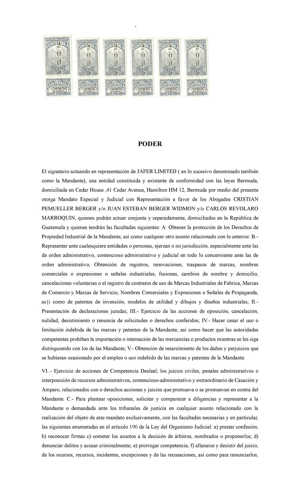 03 Poder - PODER El signatario actuando en representación de JAFER ...