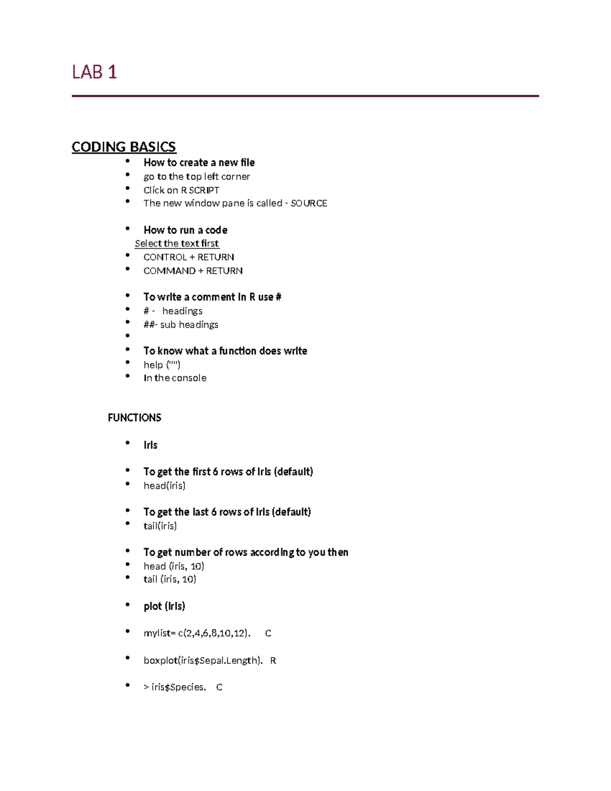 LAB 1 - ddd - LAB 1 CODING BASICS How to create a new file go to the ...