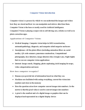 Computer vision introduction - Computer Vision Is A Process By Which We ...