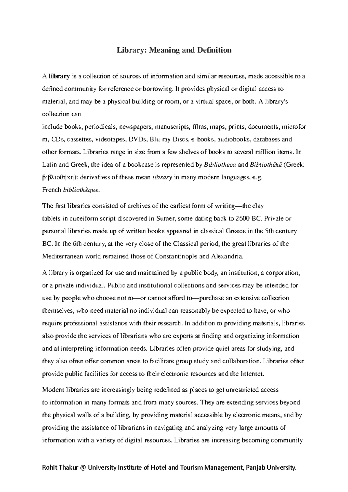 Libraries, Museums and Art galleries - Library: Meaning and Definition ...