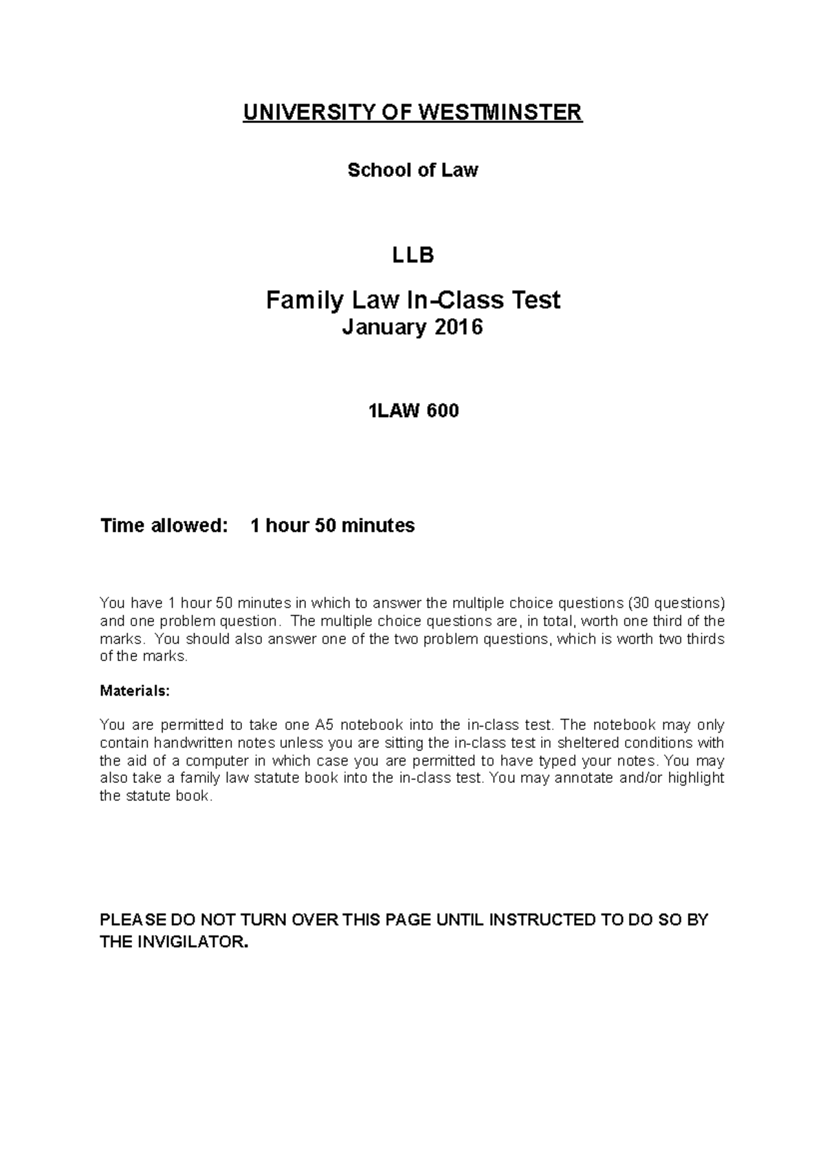 Sample/practice exam 12 January 2016, questions - UNIVERSITY OF ...