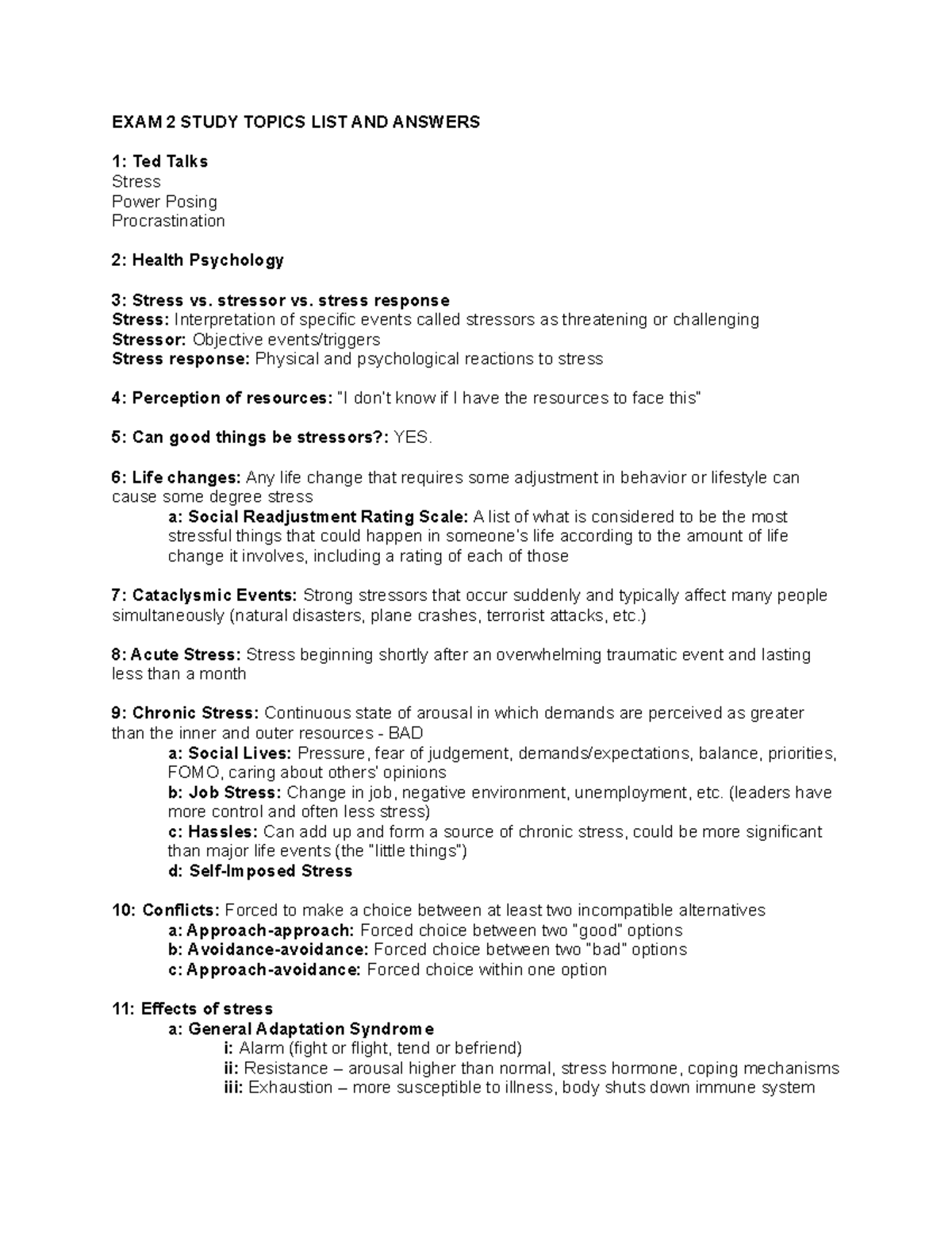 EXAM 2 Study Topics LIST AND Answers - EXAM 2 STUDY TOPICS LIST AND ...