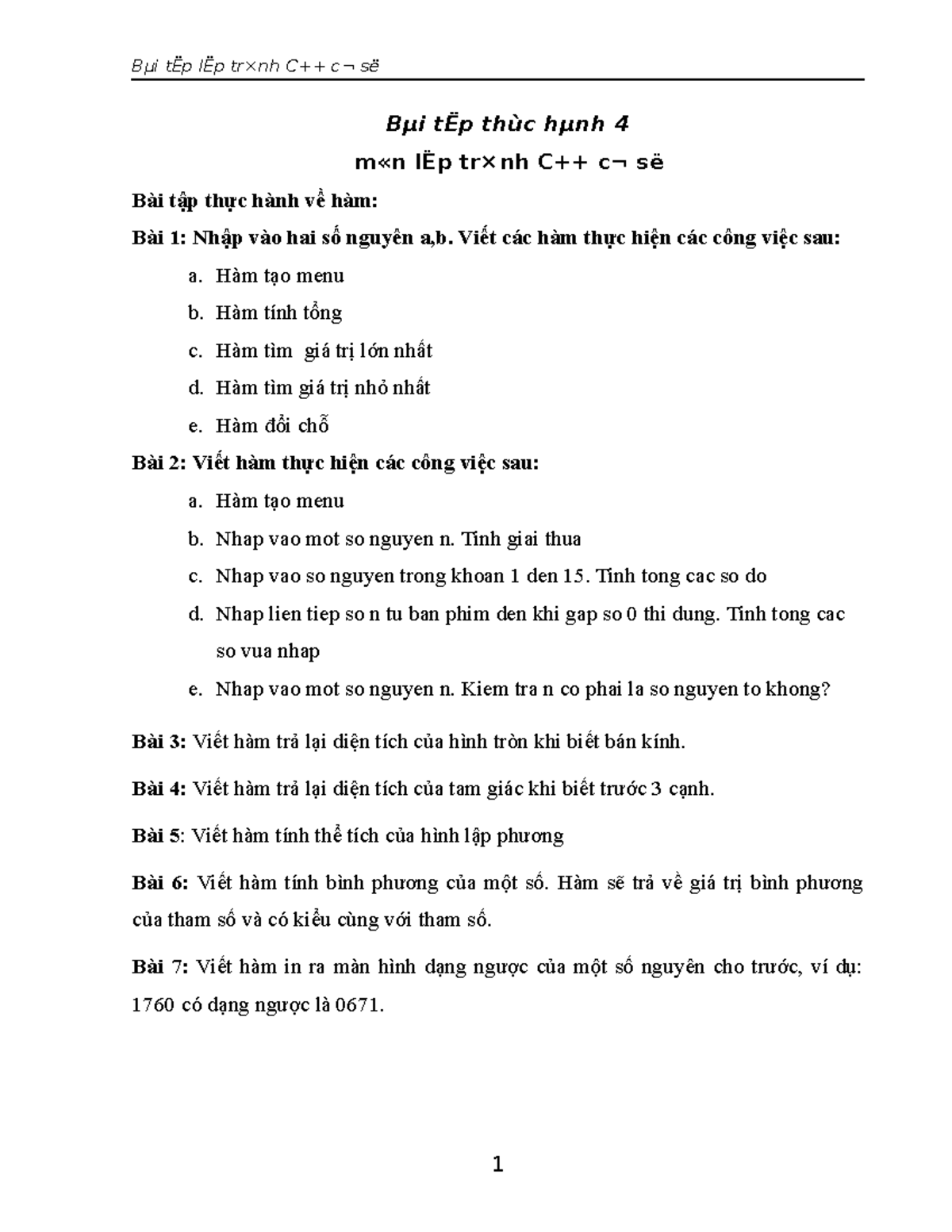 Bai tap C++ Buoi 4 - bài tập c++ - Bμi tËp lËp tr×nh C++ c¬ së Bμi tËp thùc hμnh 4 m«n lËp tr×nh ...