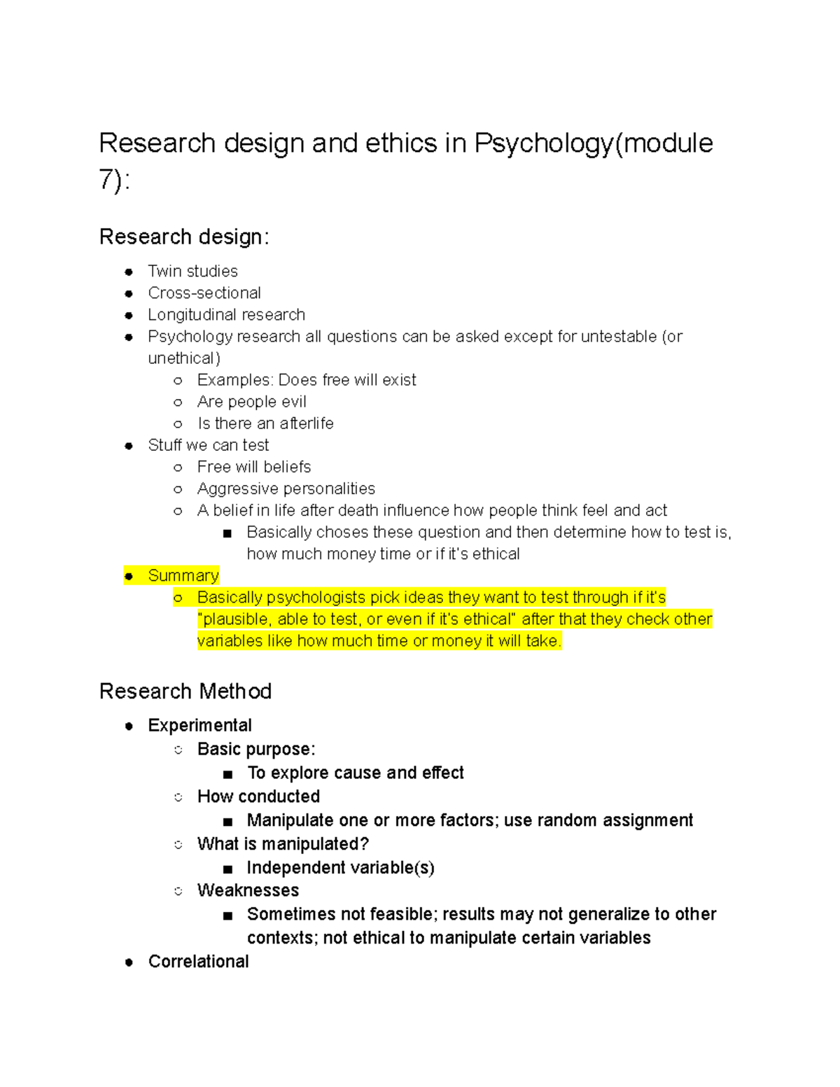 Ap psychology pages 59-71 notes (Myer's Psychology) - Research design ...