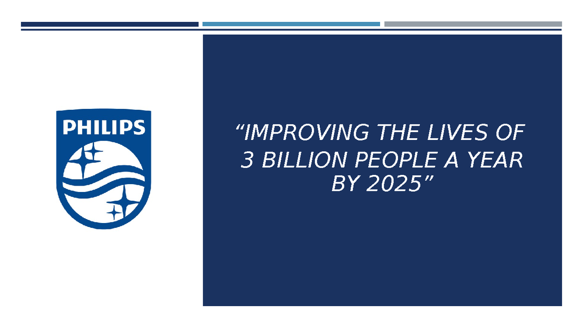 CSR-philips-assignment - “IMPROVING THE LIVES OF 3 BILLION PEOPLE A ...