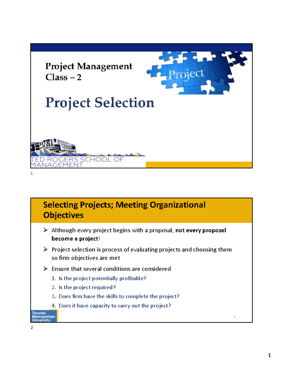 Week 2 - lecture 2 notes - Project Management Class – 2 Project ...