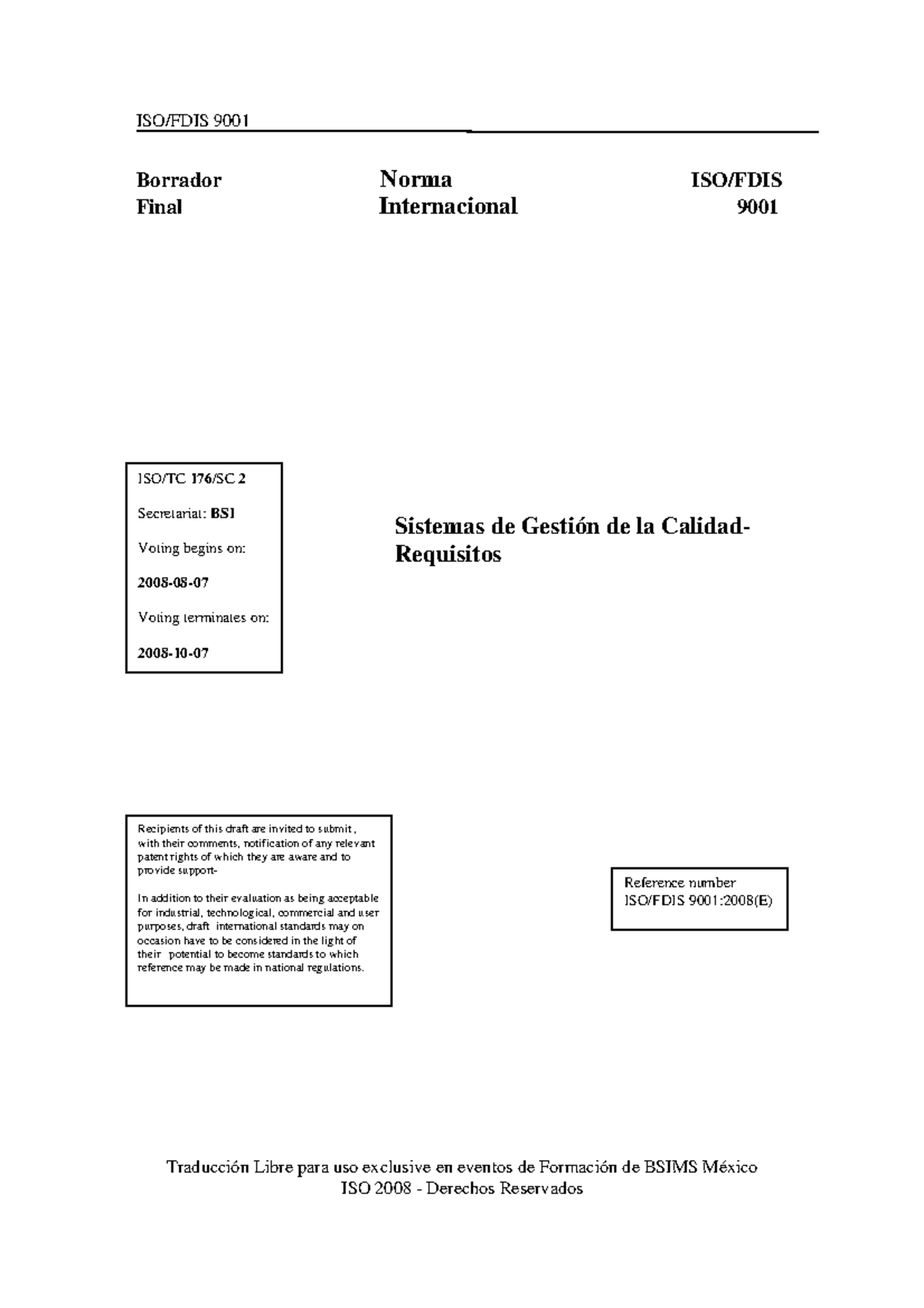 ISO 9001 -2008 - Formato de iso 90001 - Traducción Libre para uso ...