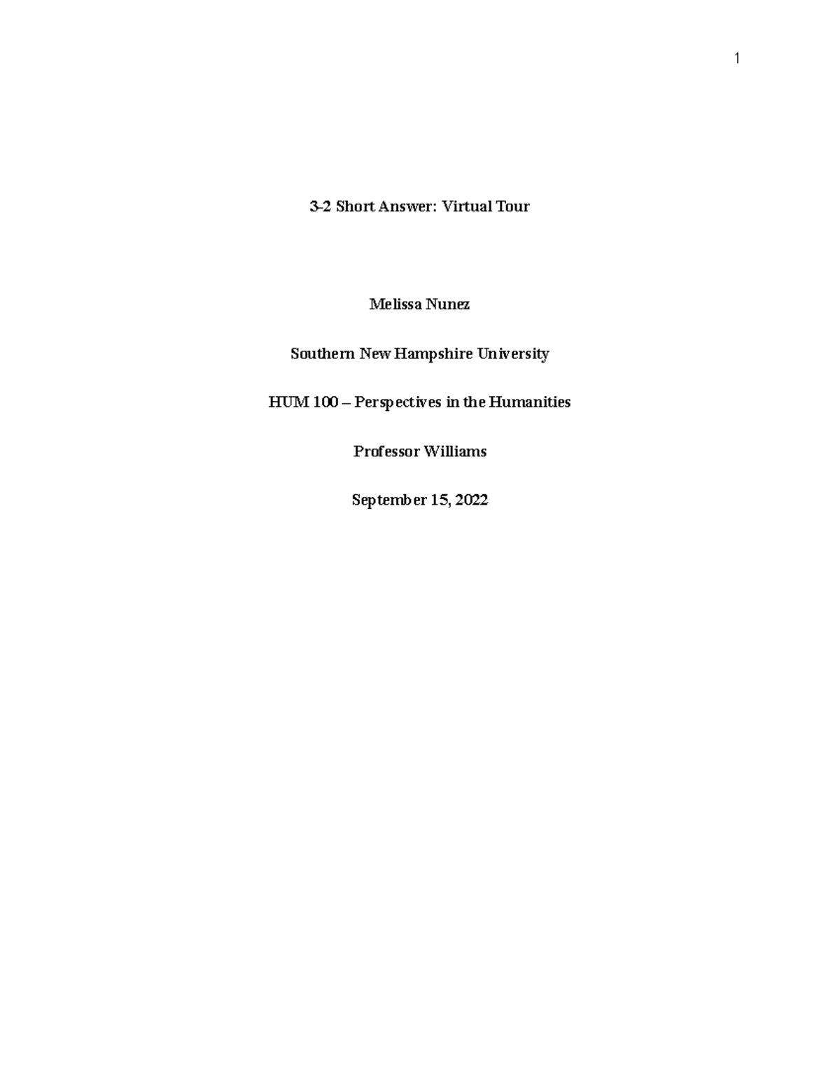 Module Three Short Answer - 3-2 Short Answer: Virtual Tour Melissa ...