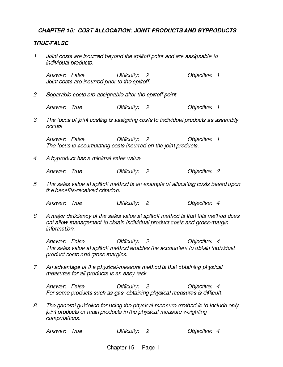 Ch16 Advanced Accounting Problem - CHAPTER 16: COST ALLOCATION: JOINT ...
