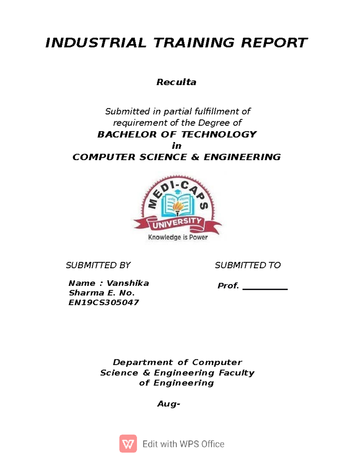 Vanshika sharma internshio report - Department of Computer Science ...