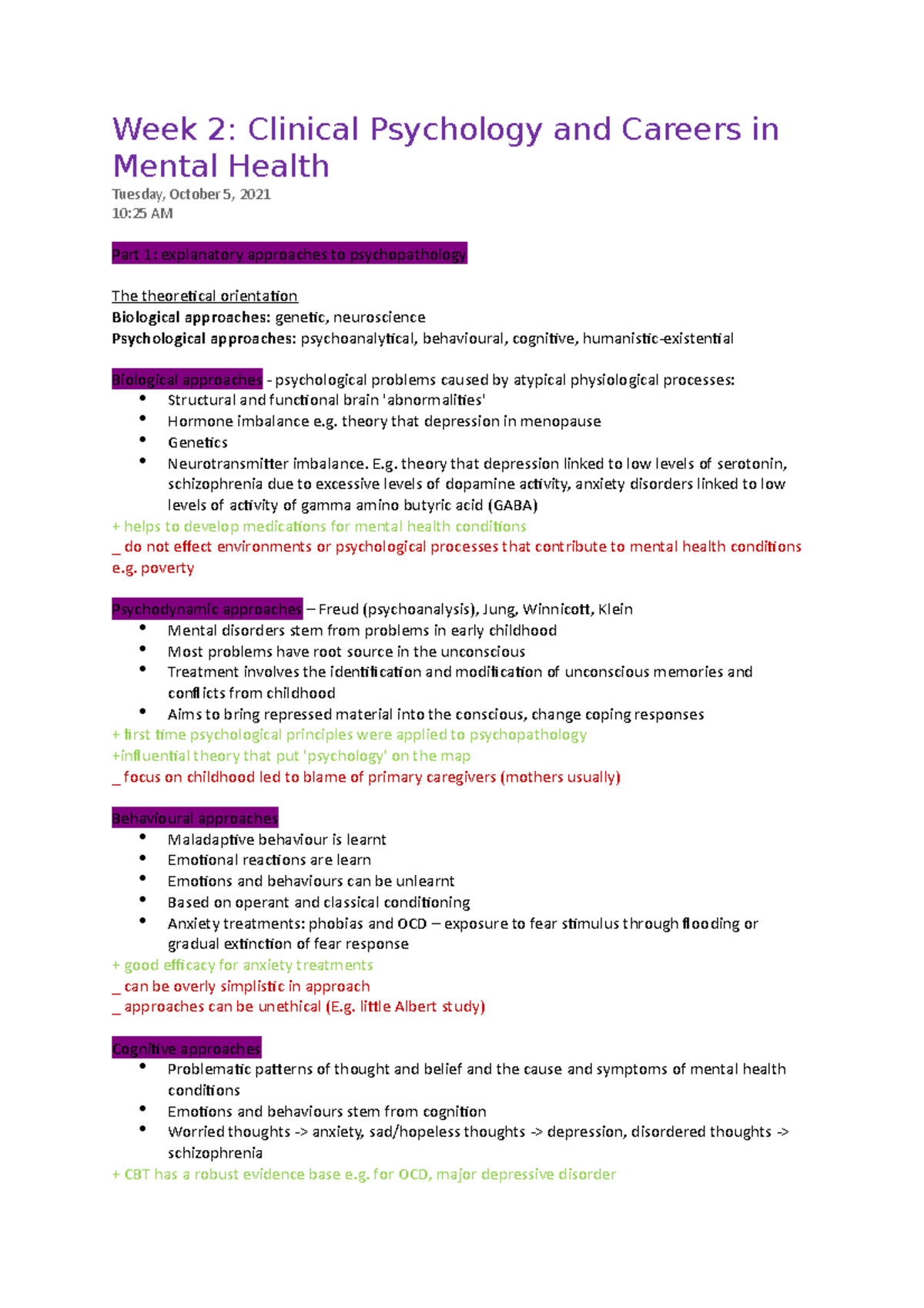 Week 2 Clinical Psychology and Careers in Mental Health - Week 2 ...