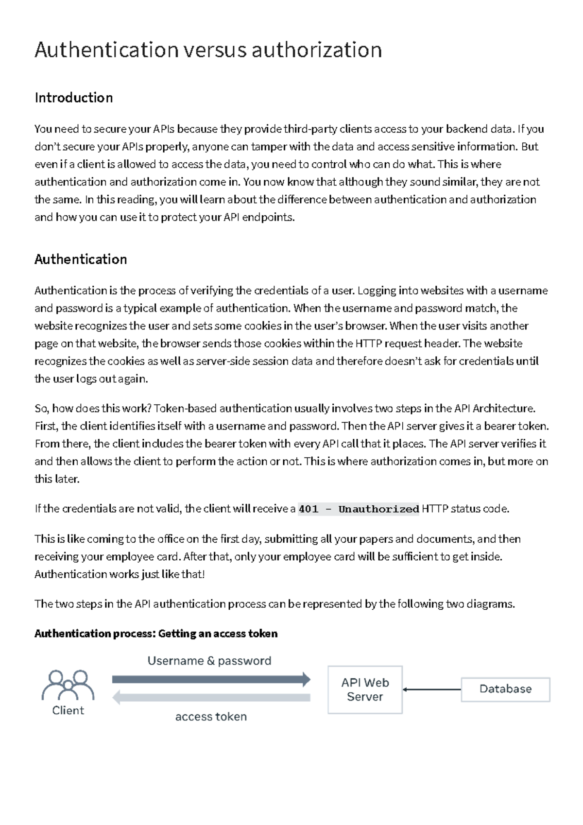 Authentication versus authorization Coursera - Authentication versus authorization Introduction ...