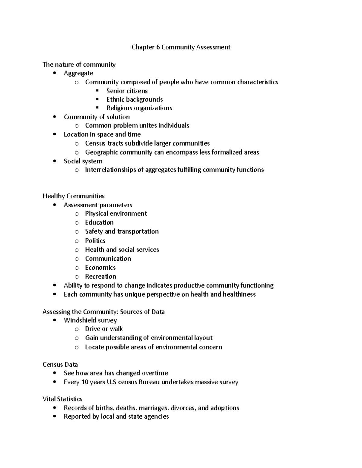 Chapter 6 Community Assessment - Chapter 6 Community Assessment The ...