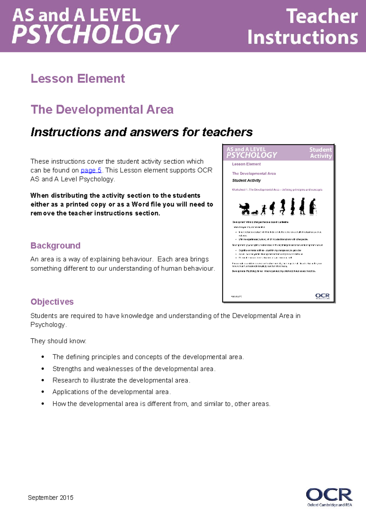 264694 the developmental area lesson element - Lesson Element The ...