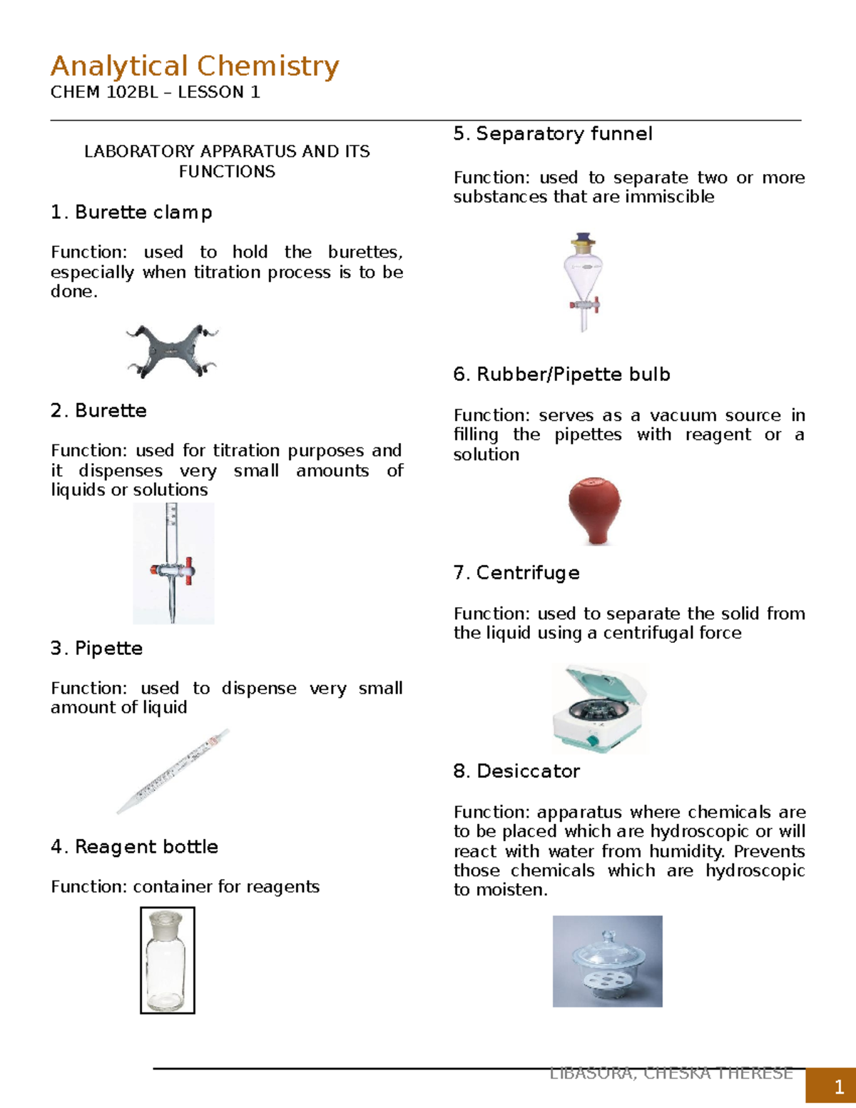 Anachem LAB L1 - Medtech - Studocu