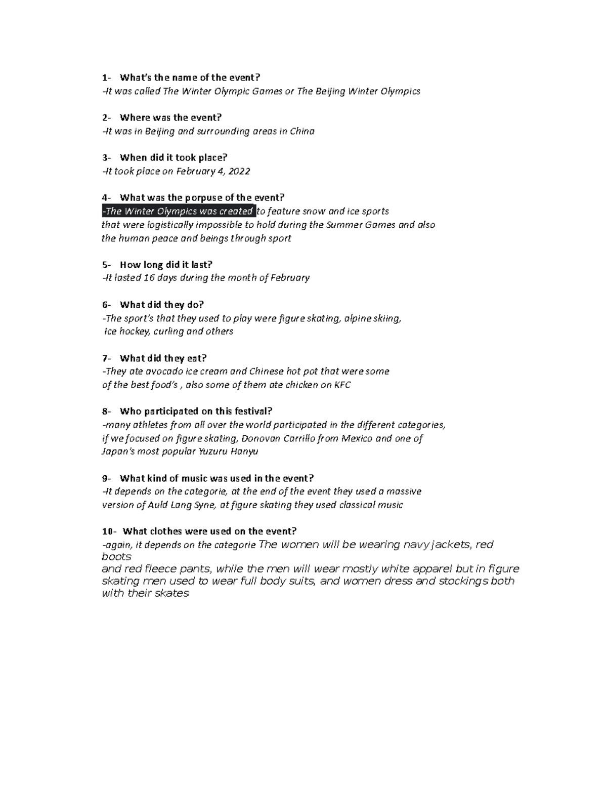 Beijing Winter Olympics - Studocu