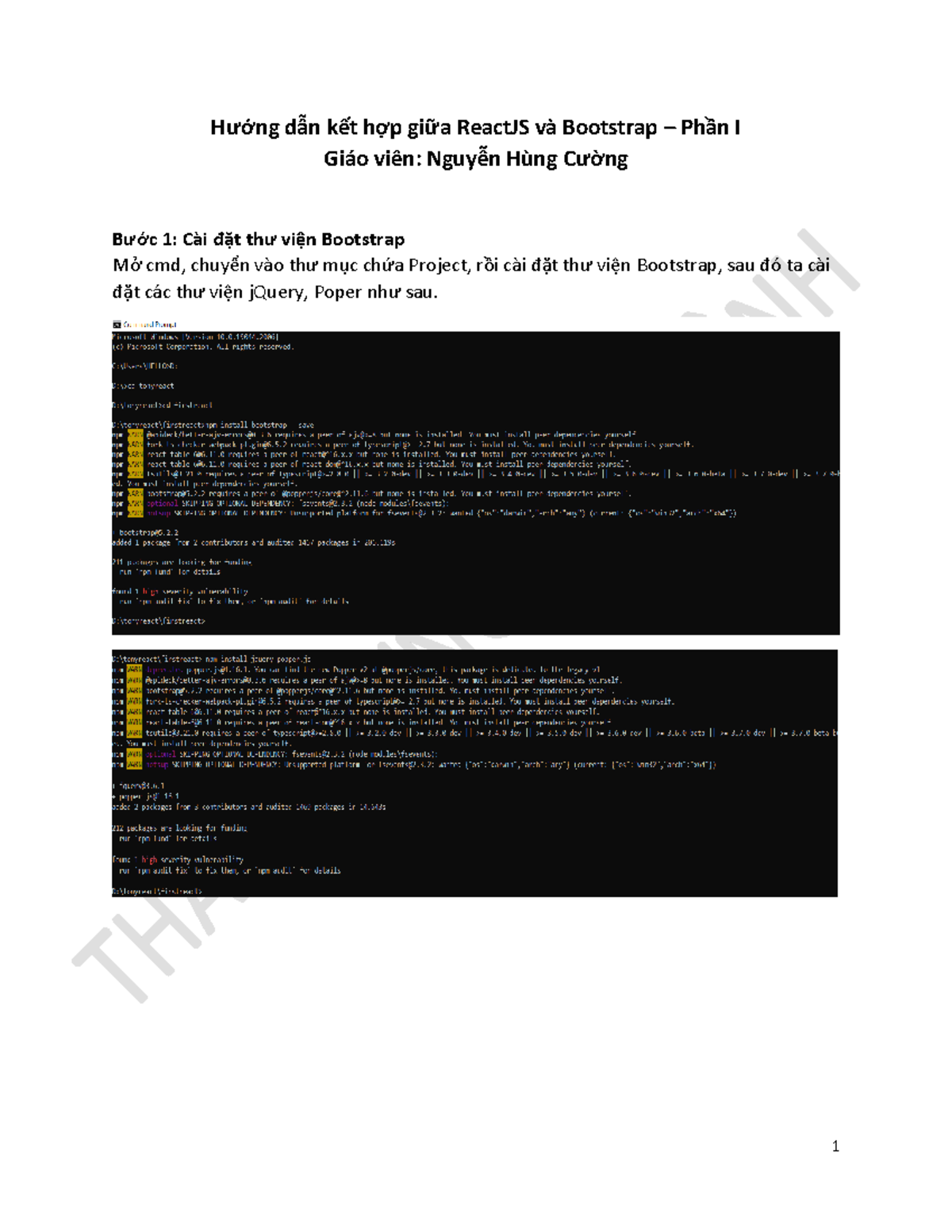 Huong Dan Ket Hop Giua React Js Va Bootstrap Phan I H±ßng Dẫn Kết